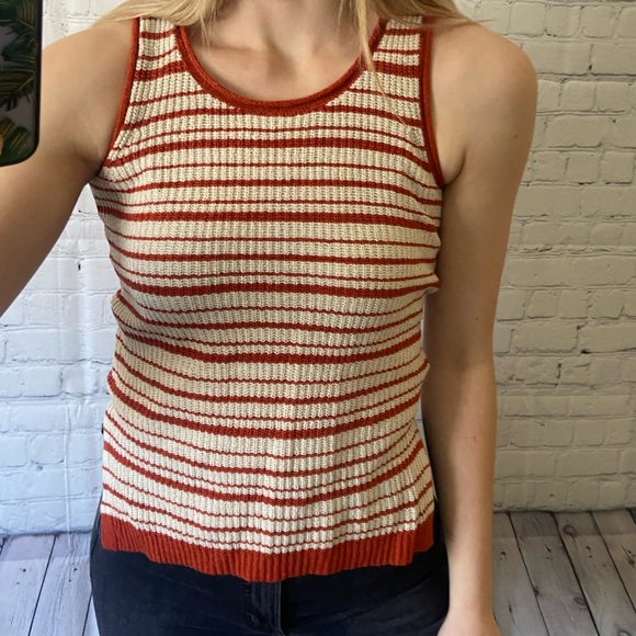 Marled | Tops | Marled Orange And Cream Striped Knit Tank Top | Poshmark